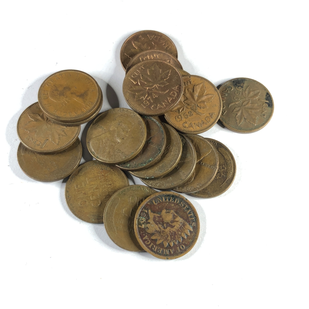 Lot of 19 Lincoln Head Wheat Cents and Canadian Maple Cents*Various ...