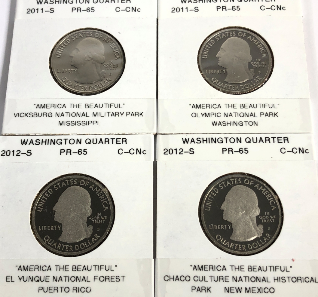 Lot of 4 High Grade Proof Cameo Quarters Chaco Culture - Olympic Park ...