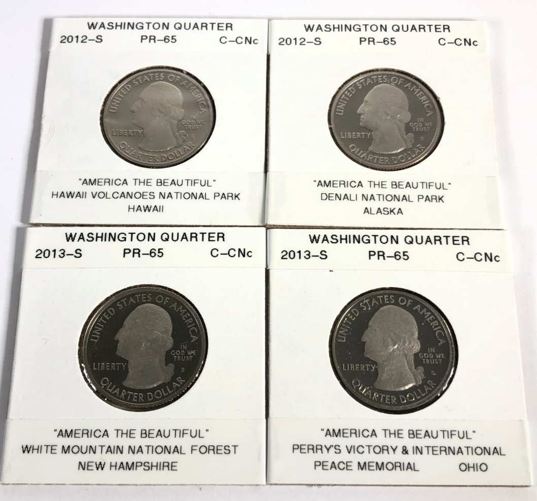 Lot of 4 High Grade Proof Cameo Quarters White Mountain - Denali ...
