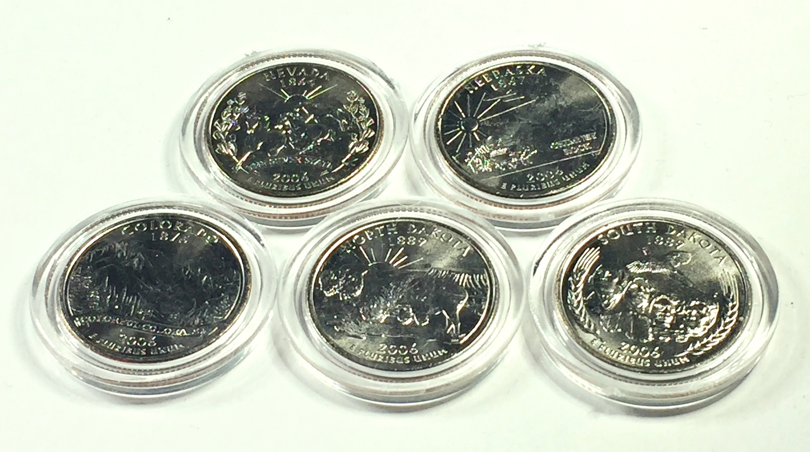 Lot of 5 Commemorative State Quarters*Nebraska, Nevada, Colorado, South ...