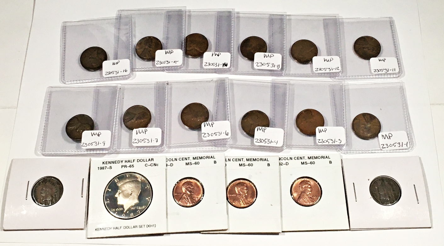 Lot of American Coins: Silver Quarter, Modern Commemorative, Wheat ...