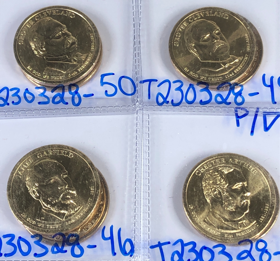 Lot of Eight Presidential Commemorative P & D Dollars: Chester Arthur ...