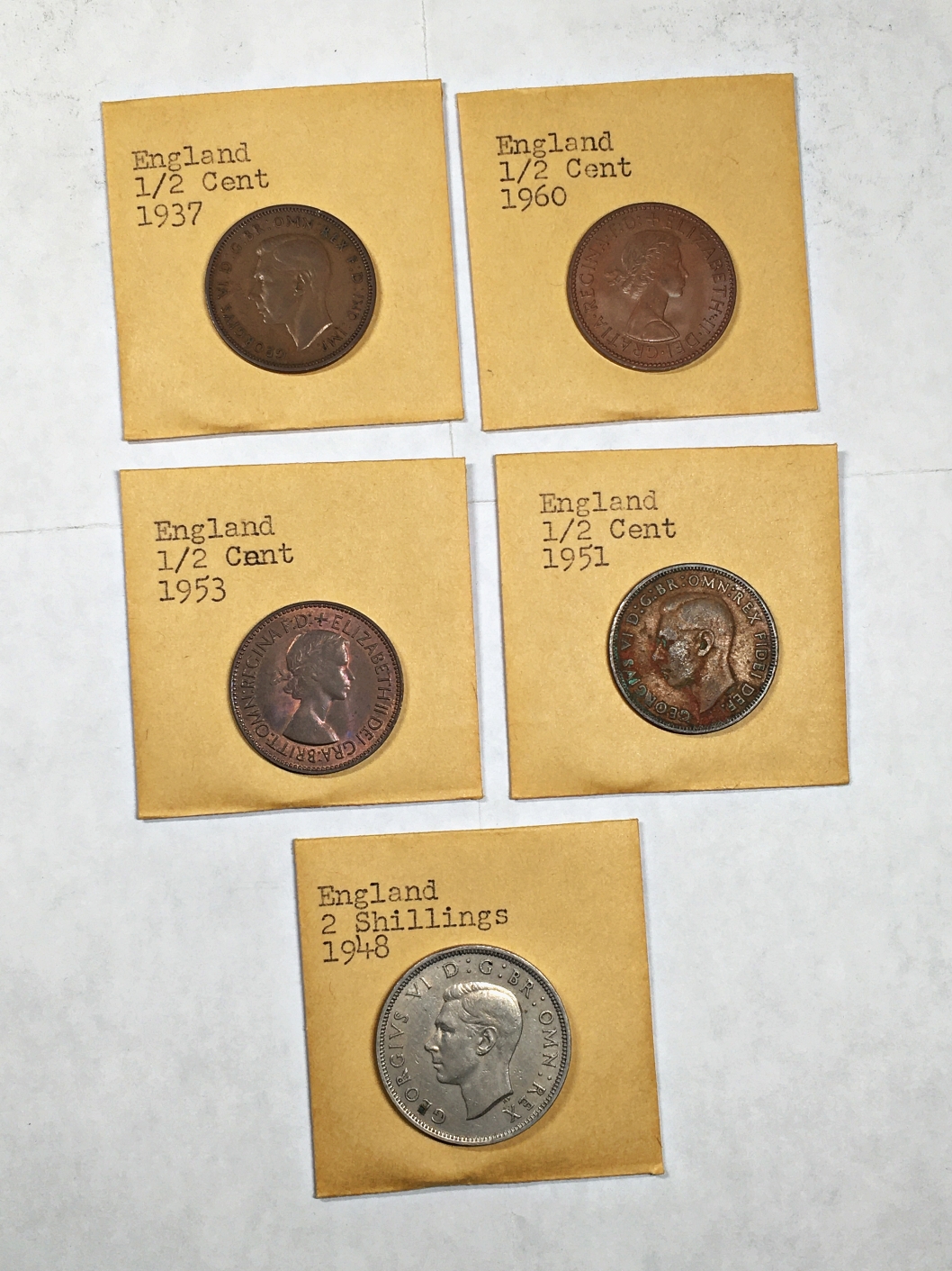 Lot of Five (5) British Coins*Early to Mid 1900's | Property Room