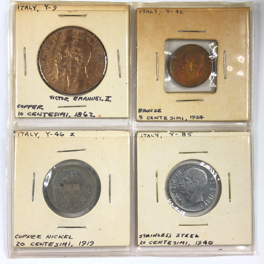 Lot of Four (4) 1800's and 1900's Italian Coins | Property Room