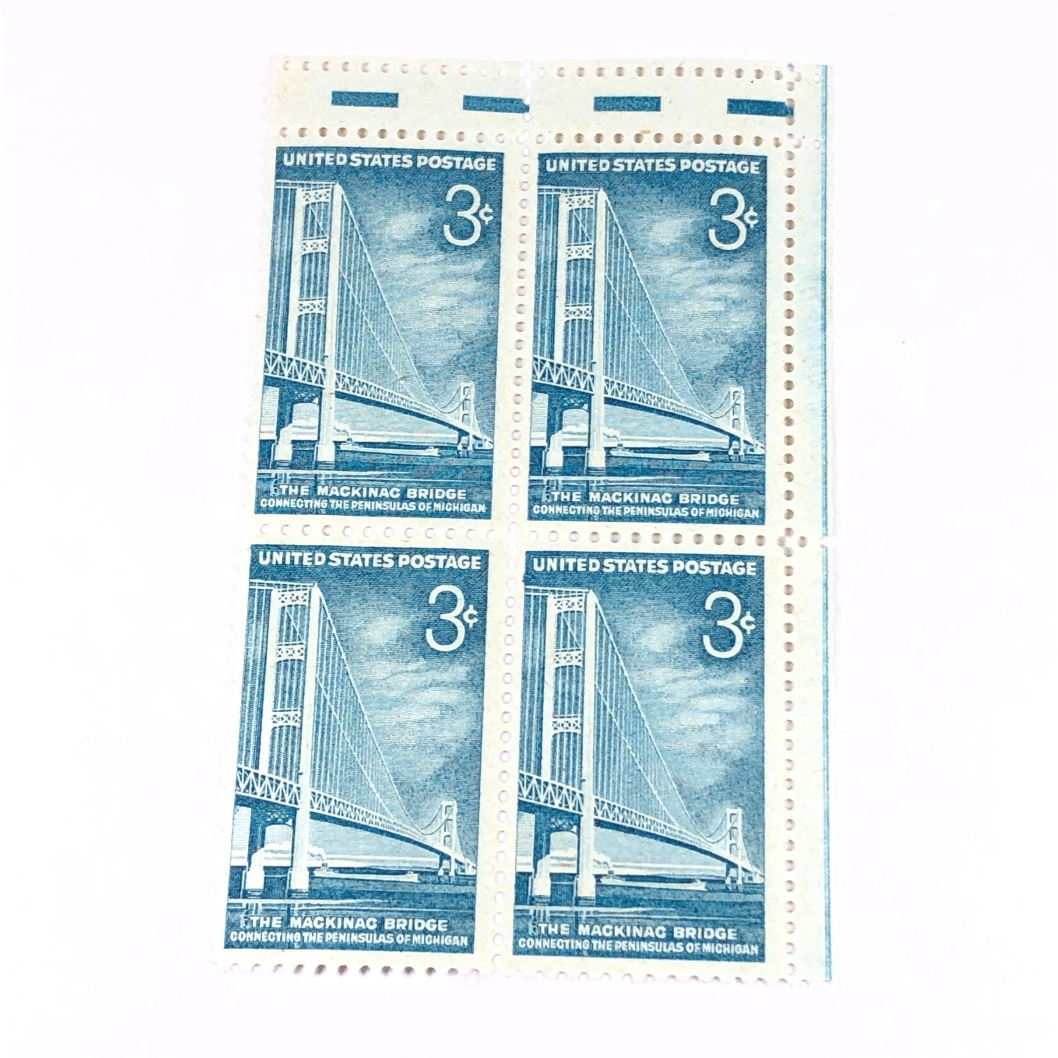 Lot of Four (4) 3c The Mackinac Bridge Commemorative US Postage Stamps ...