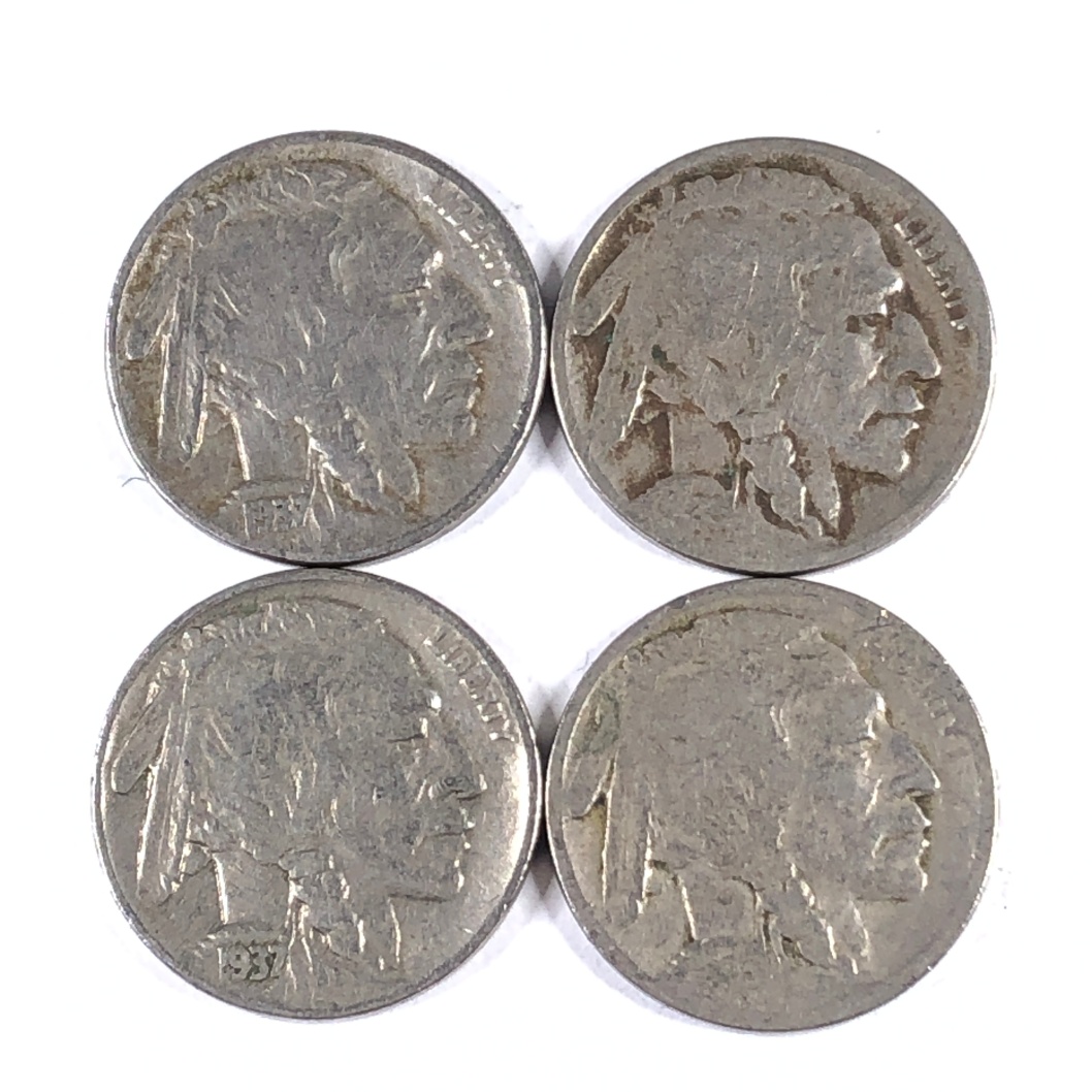 Lot of Four (4) Buffalo Nickels: 1937, 1923, 1937 and 1935 | Property Room