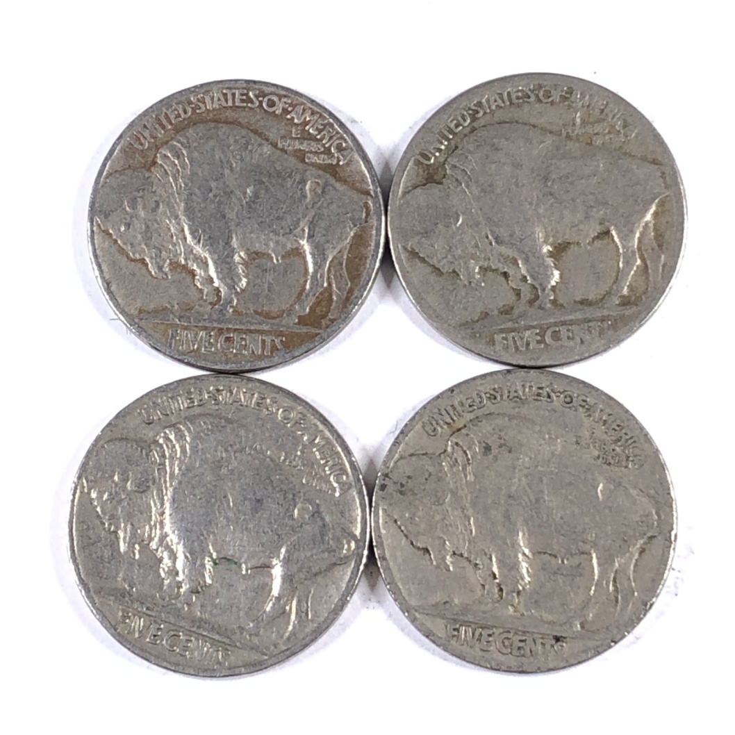 Lot of Four (4) Buffalo Nickels: 1937, 1923, 1937 and 1935 | Property Room