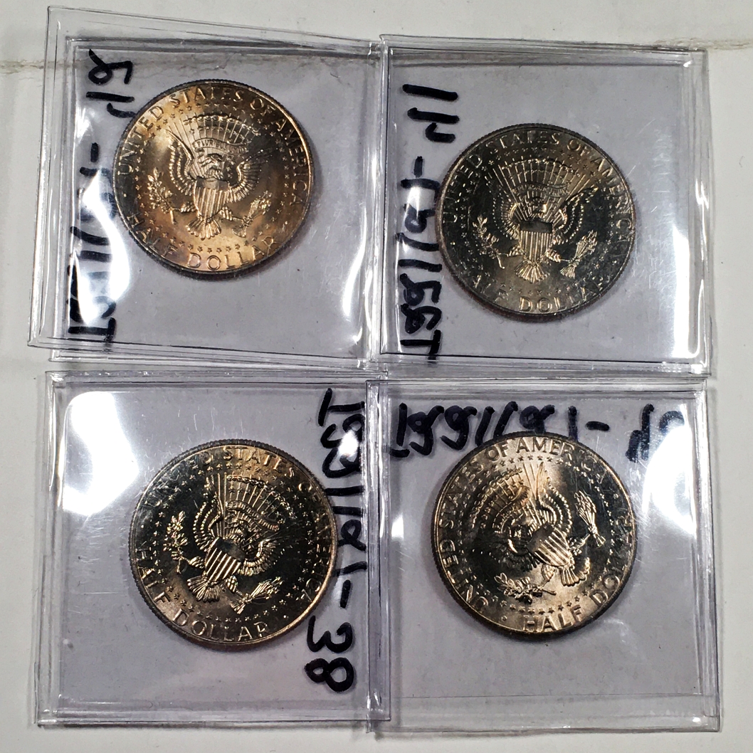 Lot of Four (4) Colorized Kennedy Half Dollar Commemorating the Vietnam ...