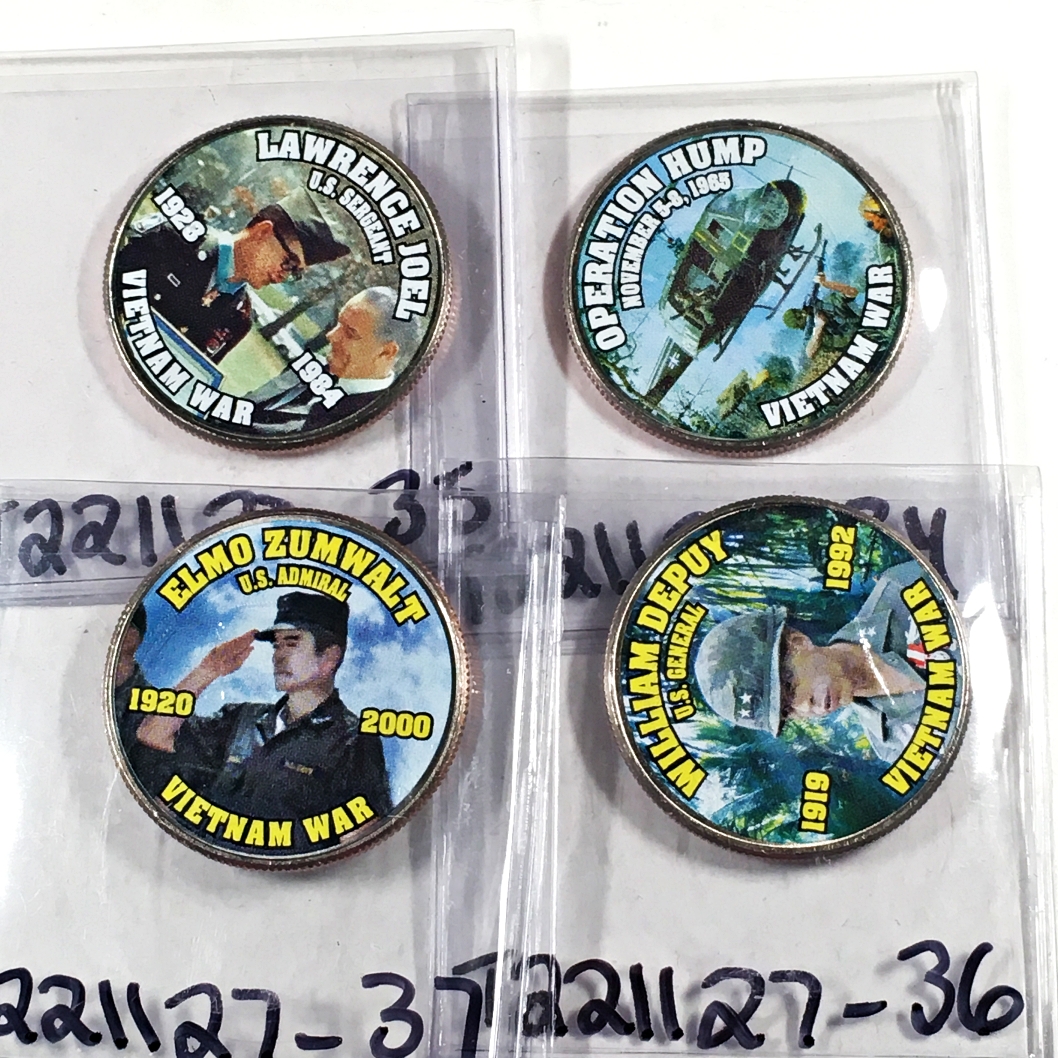 Lot of Four (4) Colorized Kennedy Half Dollar Commemorating the Vietnam ...