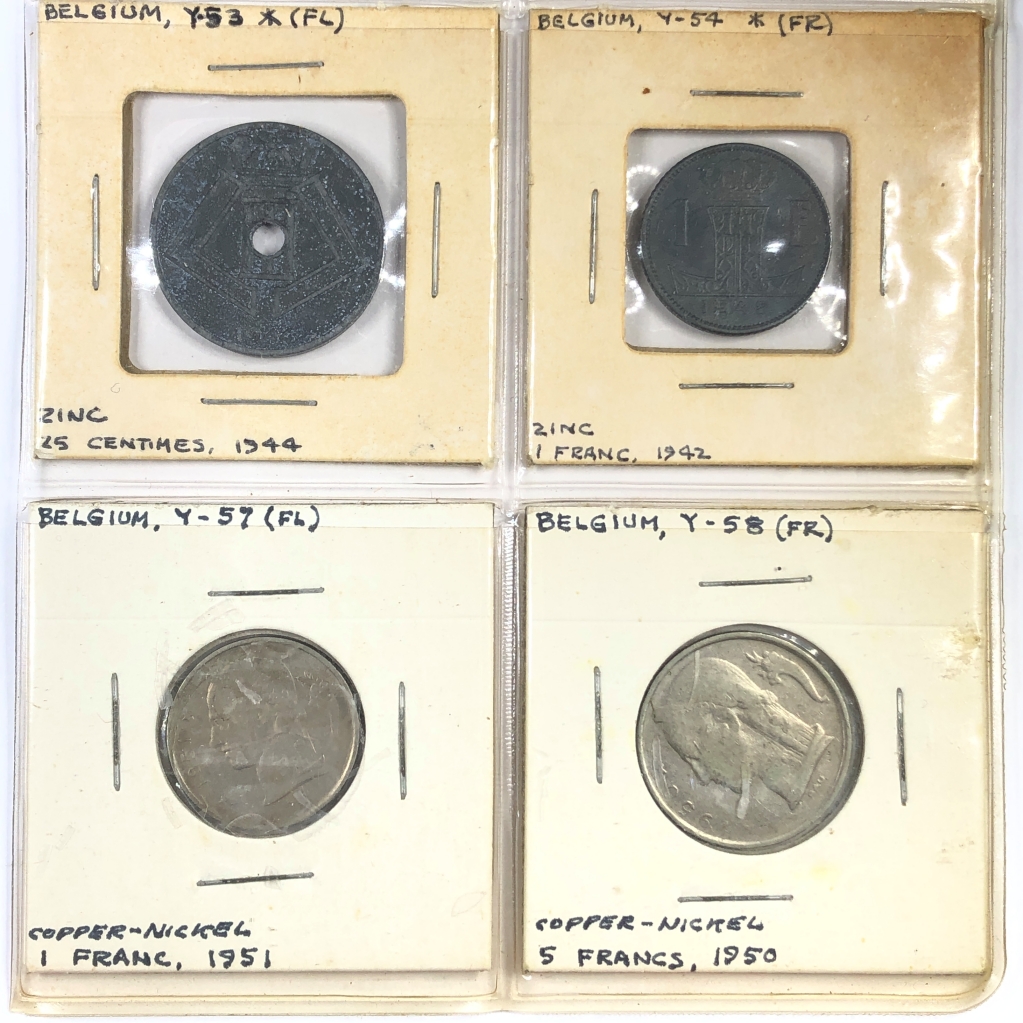 Lot of Four (4) Mid 1900's Belgium Coins | Property Room