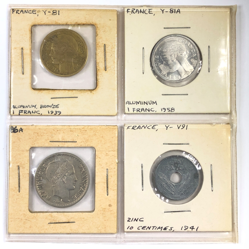 Lot of Four (4) Mid 1900's French Coins | Property Room