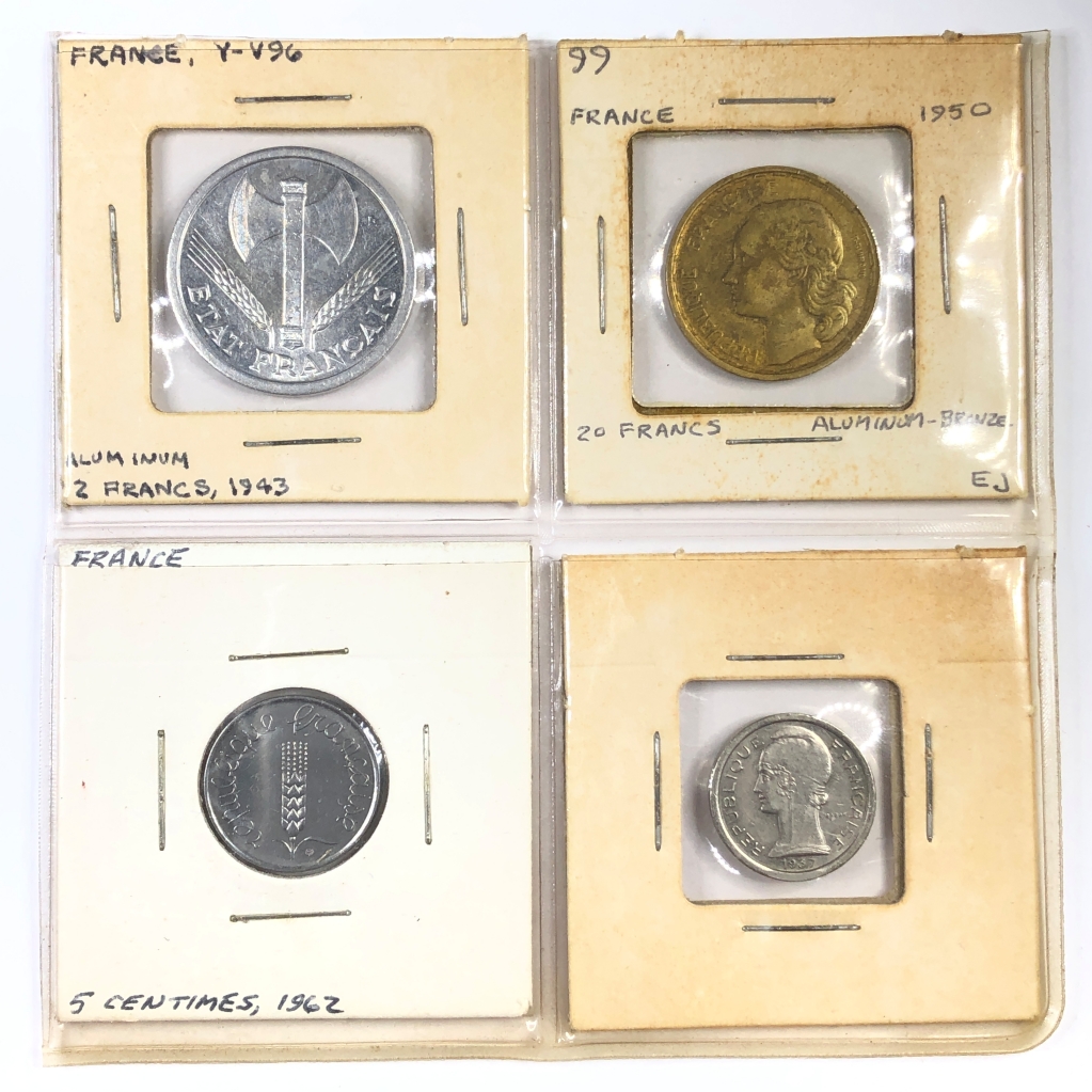 Lot of Four (4) Mid 1900's French Coins | Property Room