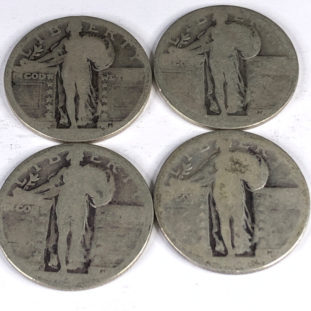 Lot of Four (4) Undated Silver Standing Quarters | Property Room