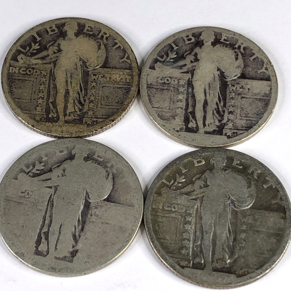 Lot of Four (4) Undated Silver Standing Quarters | Property Room