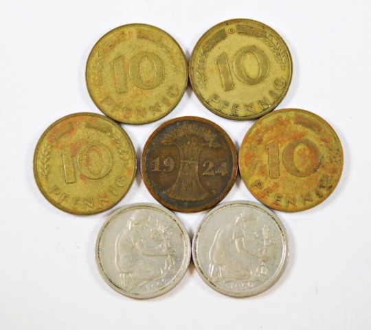 Lot of Seven German Coins*Various Denominations and Grades | Property Room