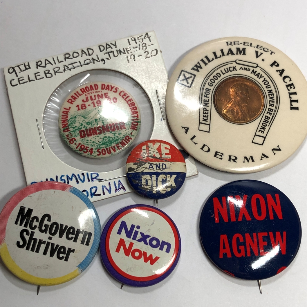 Lot of Six Lapel Pins: Political and Railroad | Property Room