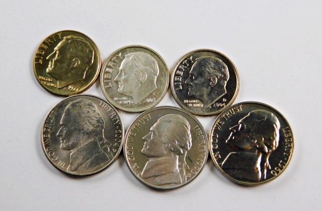 Lot of Six U.S. Dimes and Nickels*All Uncirculated or Proof*1 Keel Boat ...
