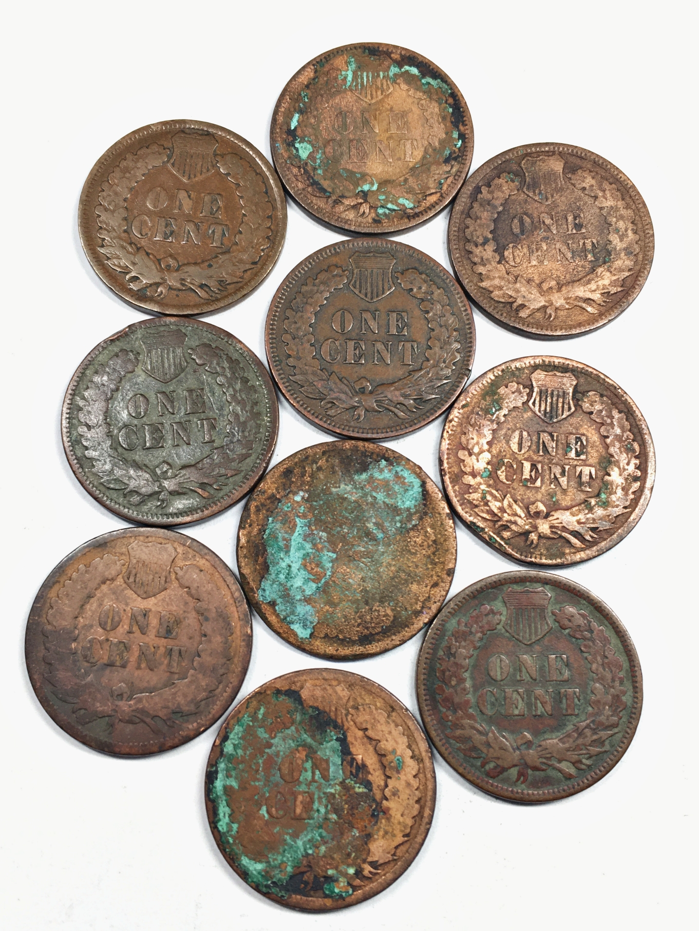 Lot of Ten (10 )Indian Head Cents*Various Dates and Grades | Property Room