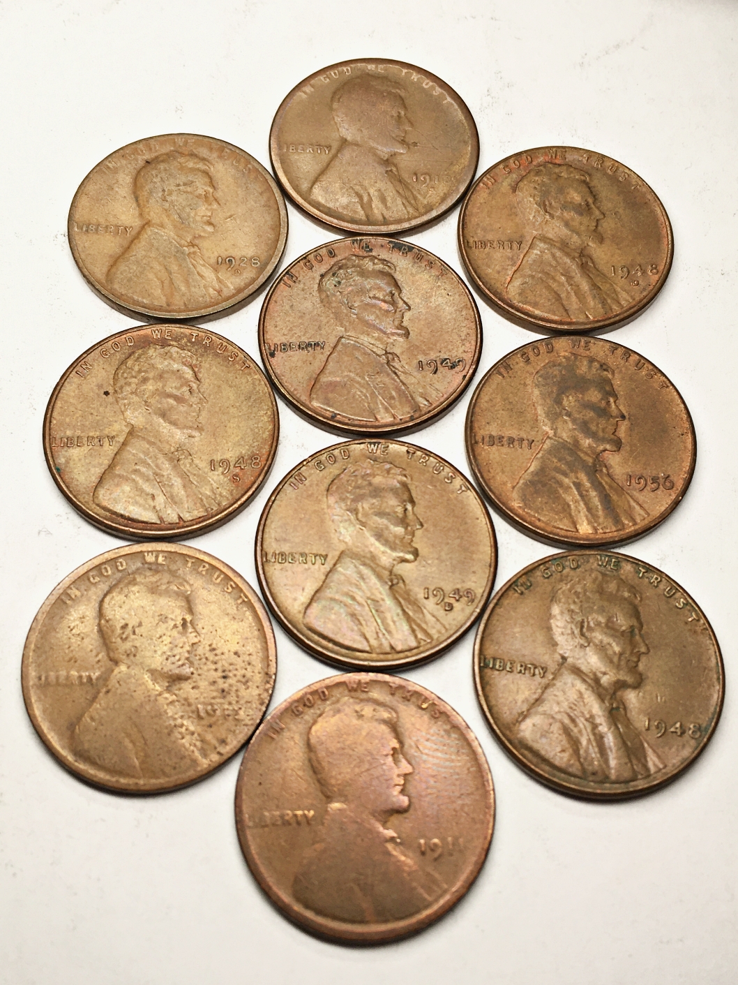 Lot of Ten (10) Lincoln Head Wheat Cents | Property Room