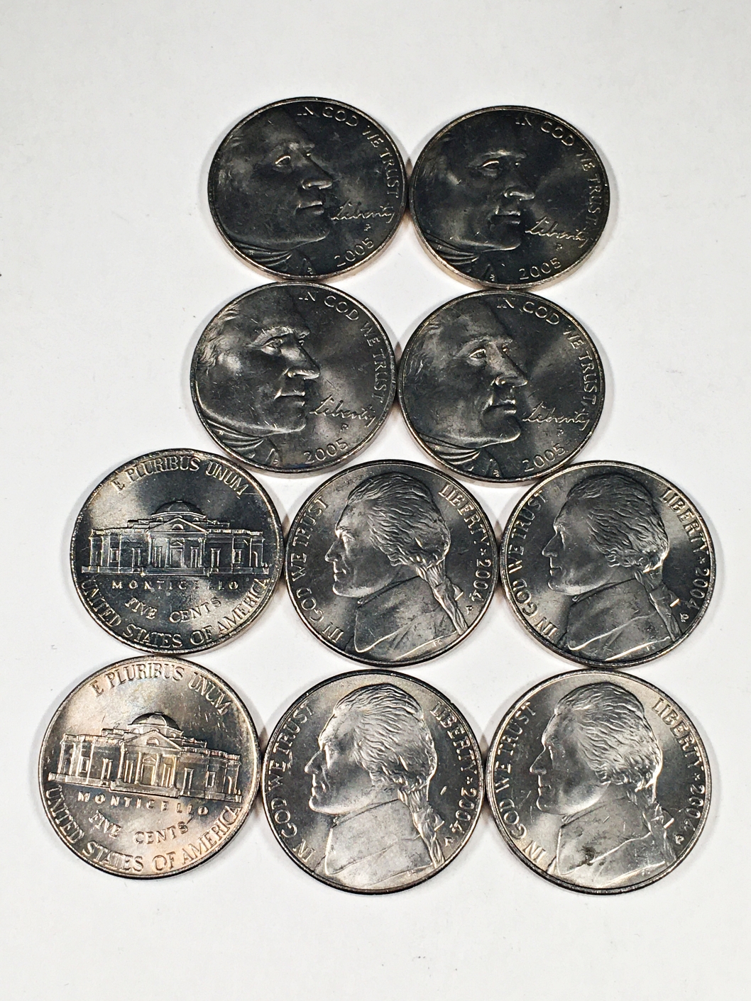 Lot of Ten Colorized Commemorative Jefferson Nickels: American Bison ...