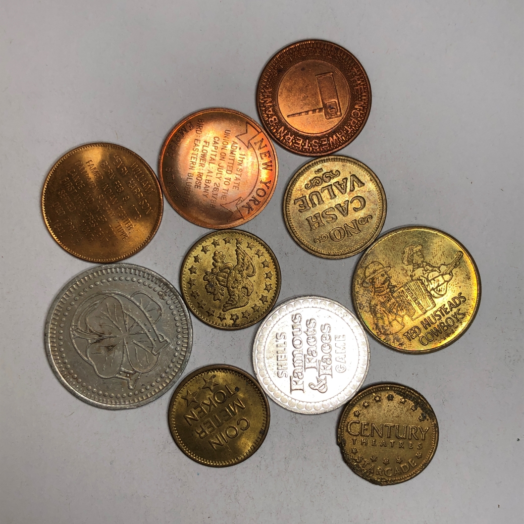 Lot of Ten Various Tokens: Arcade, State, Shell Presidential Game and ...
