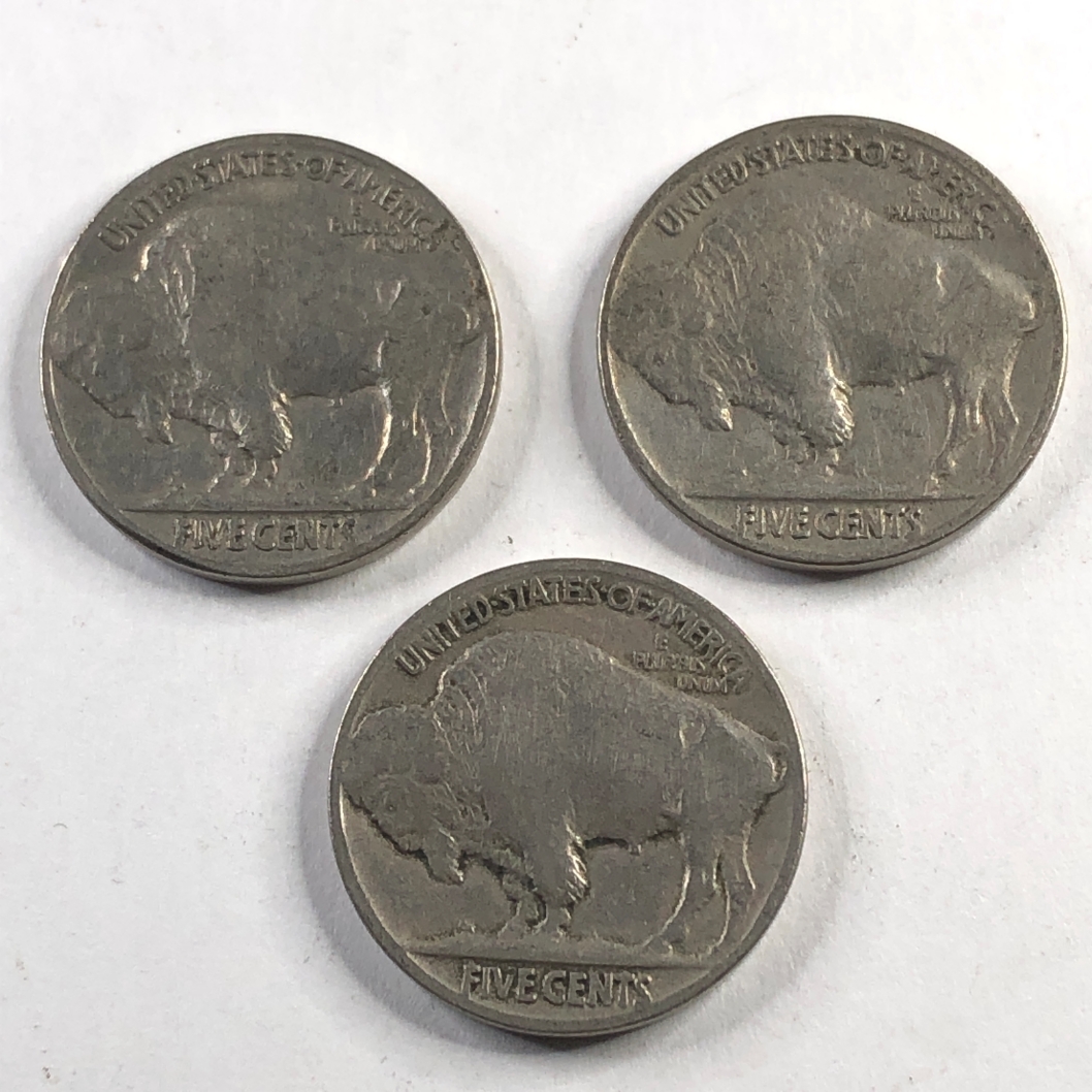 Lot of Three Buffalo Nickels: 1927 and Two 1936 | Property Room