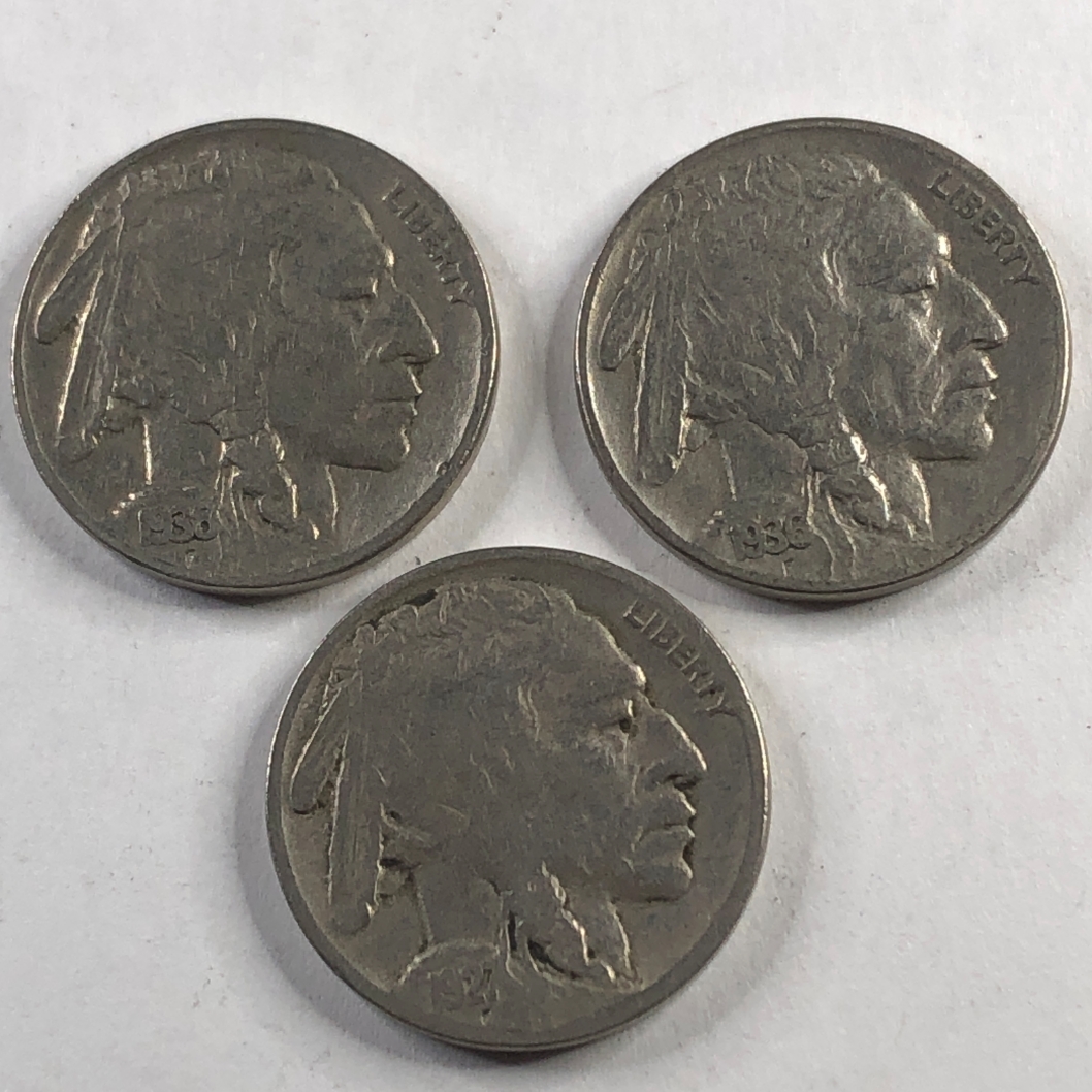 Lot of Three Buffalo Nickels: 1927 and Two 1936 | Property Room