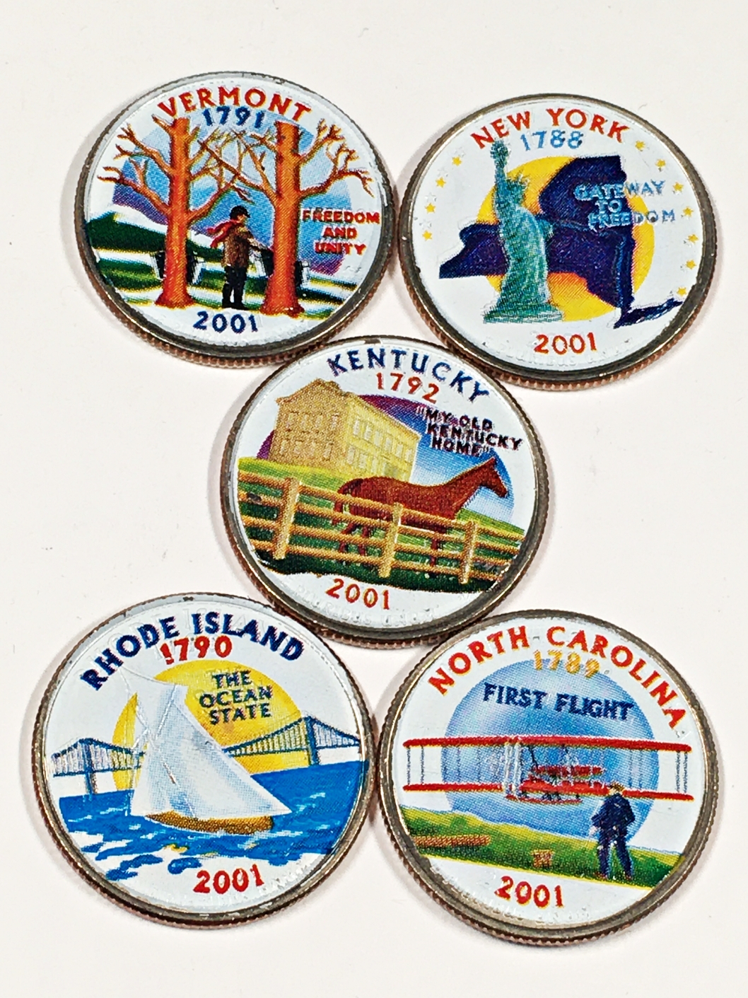 Five 2001 Colorized State Quarters*High Grade | Property Room