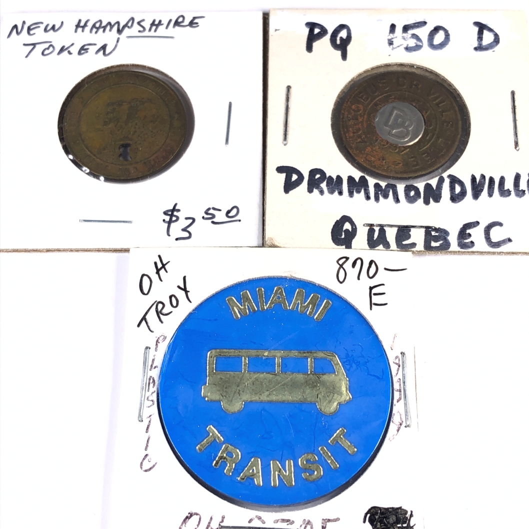 Lot of Three Fare Tokens: Miami, New Hampshire and Quebec | Property Room