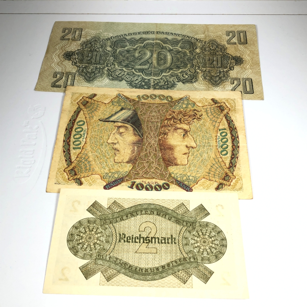 Lot of Three German and Hungary Bank Notes*Dates of 1923 to 1944 ...
