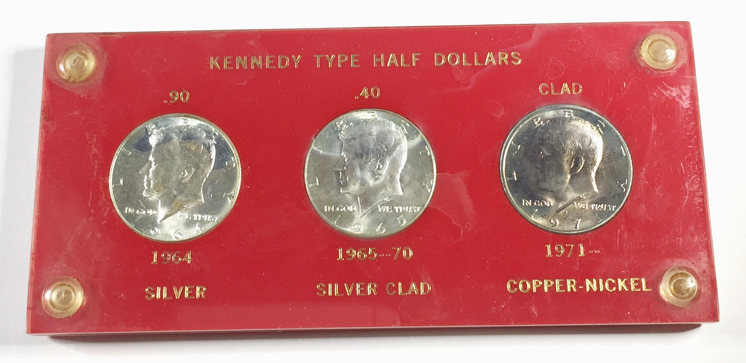 Lot of Three Kennedy Type Half Dollars*1964, 1965, and 1971-D*1964 and ...