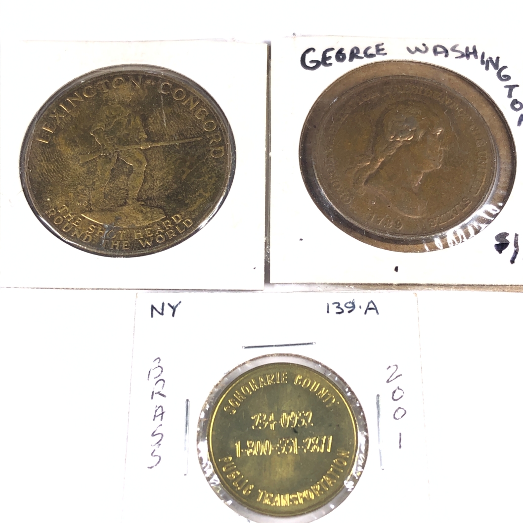 Lot of Three Vintage Medallions and New York Fare Token: George ...