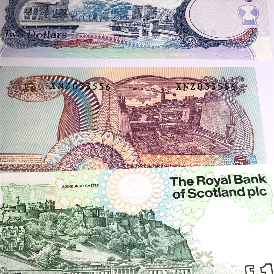 Lot of Three World Bank Notes: Barbados, Indonesia and Scotland ...