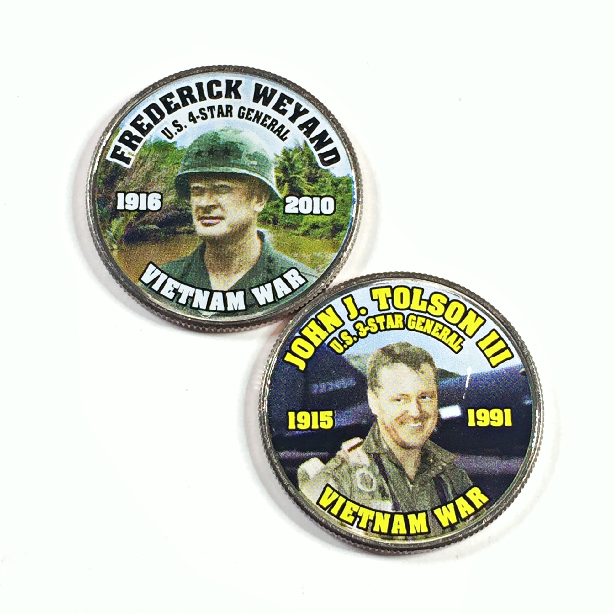 Lot of Two Colorized Kennedy Half Dollars Commemorating the Vietnam War ...