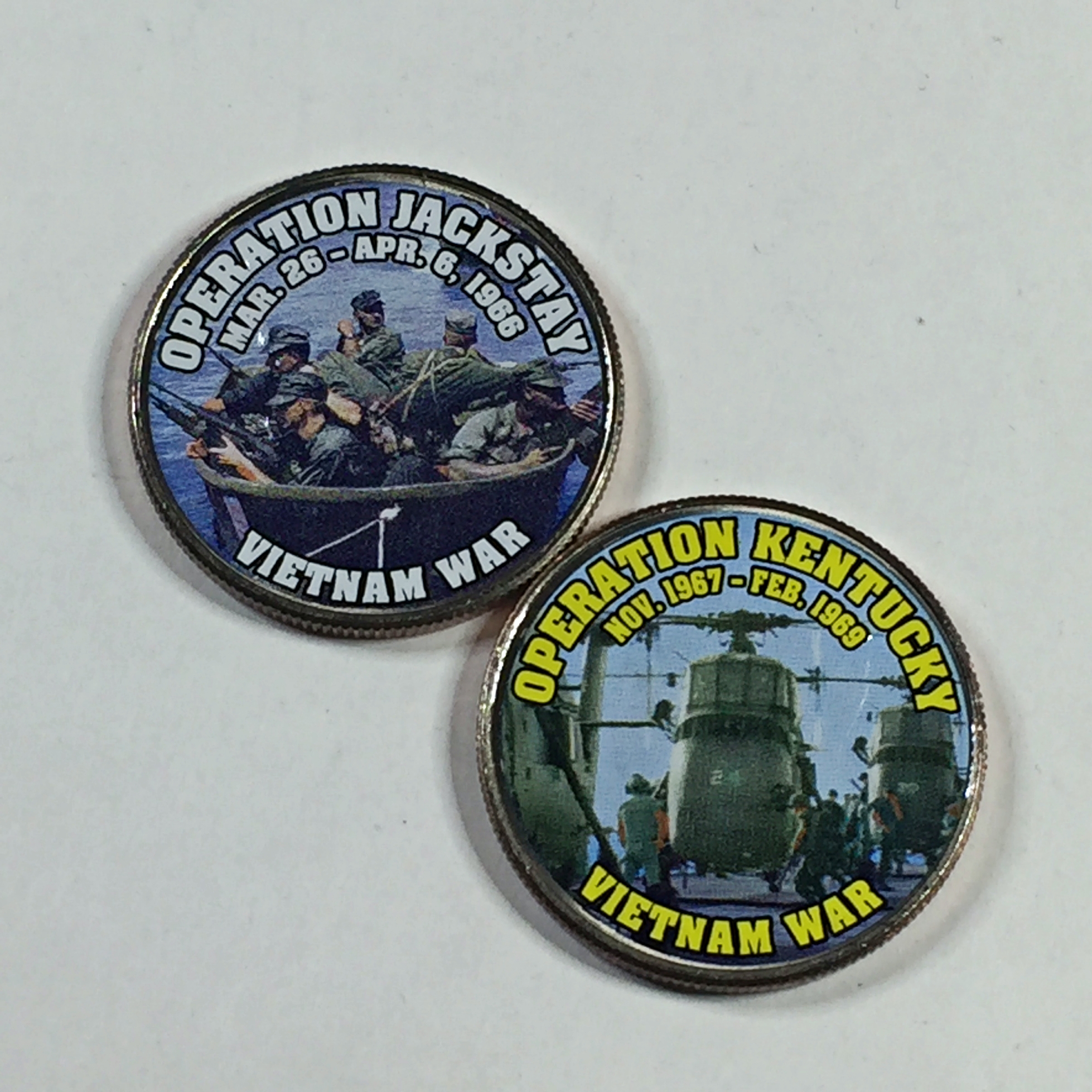 Lot of Two Colorized Kennedy Half Dollars Commemorating the Vietnam War ...