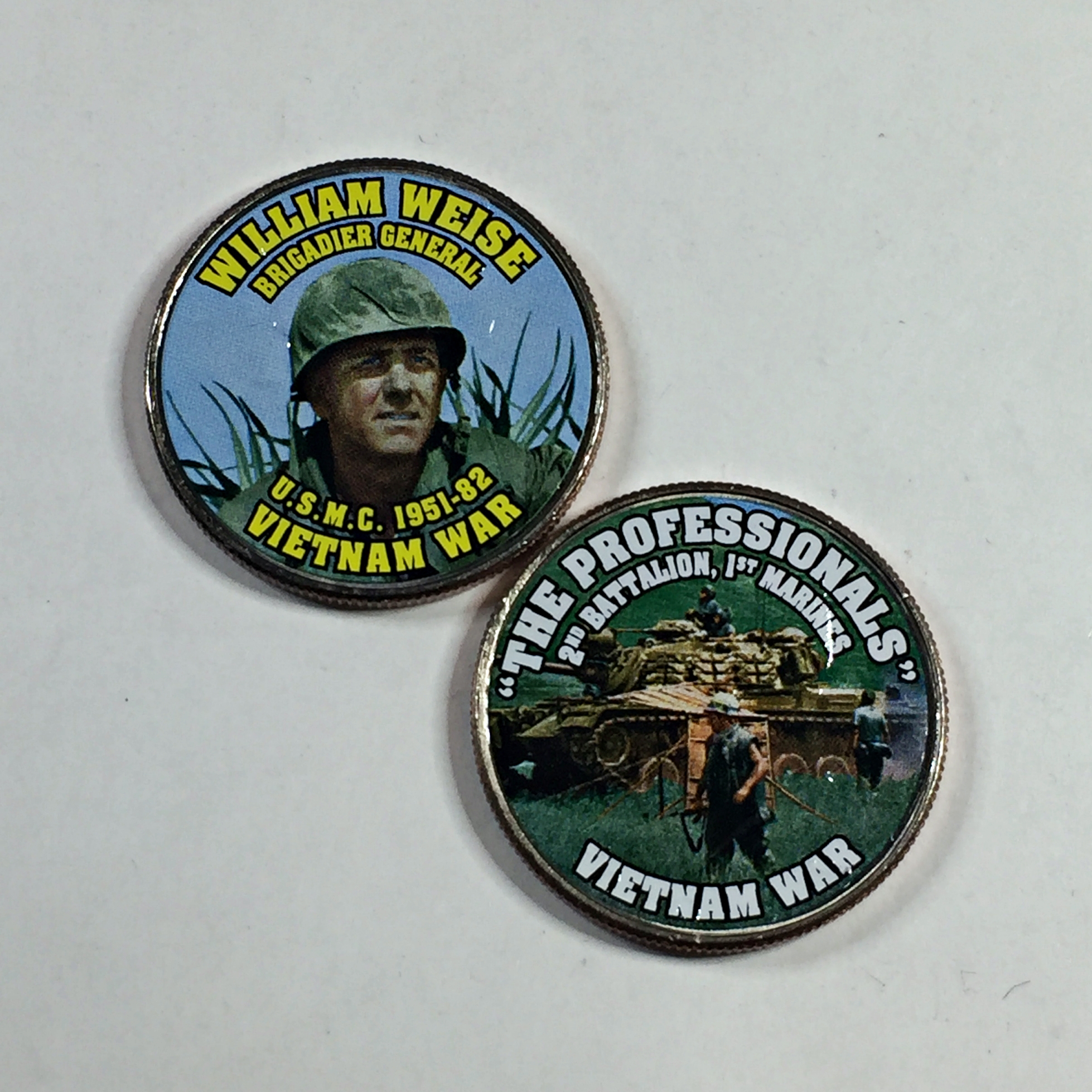 Lot of Two Colorized Kennedy Half Dollars Commemorating the Vietnam War ...