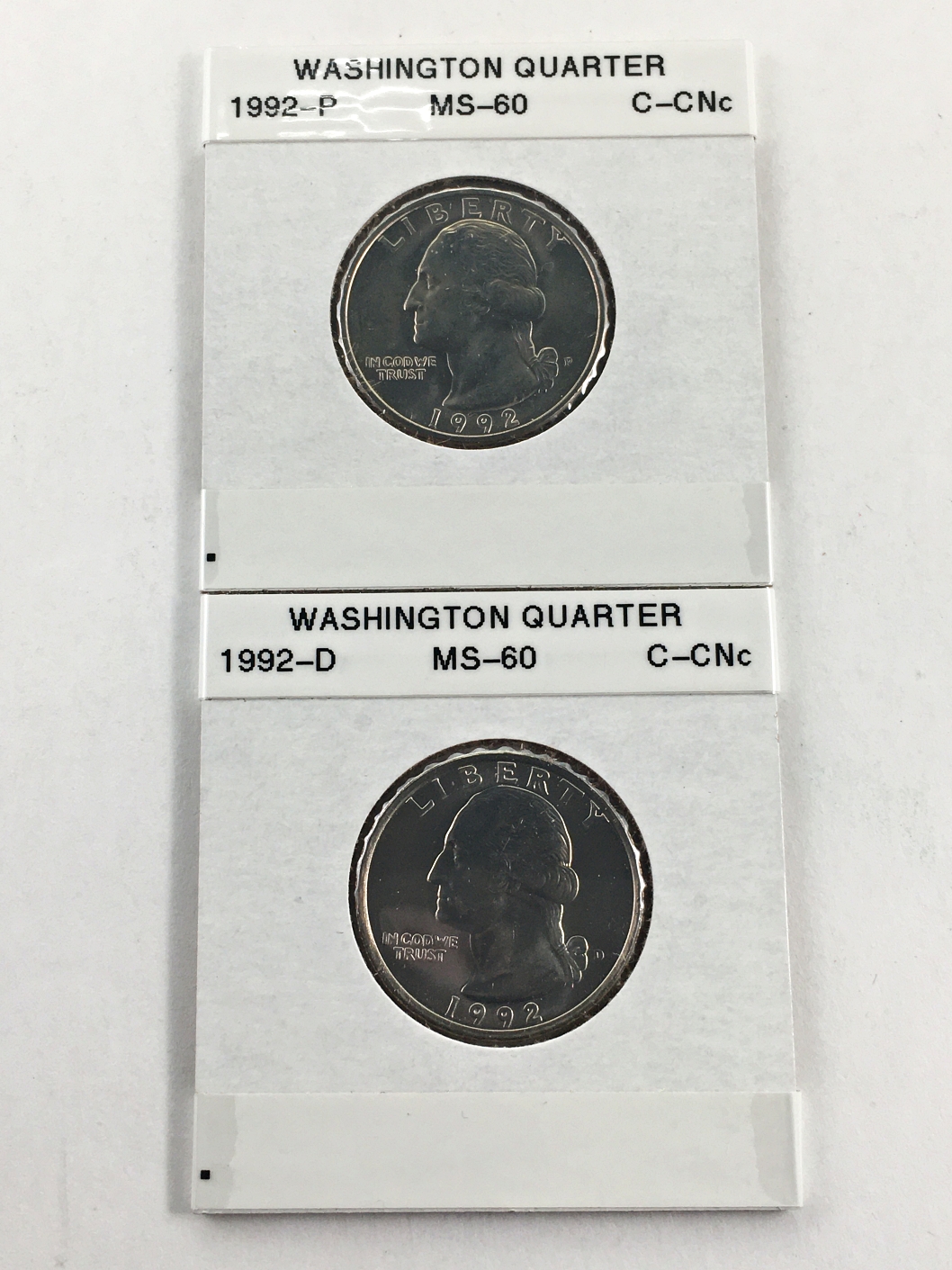 Lot of Two Washington Quarters: 1992 & 1992-D*High Grade | Property Room