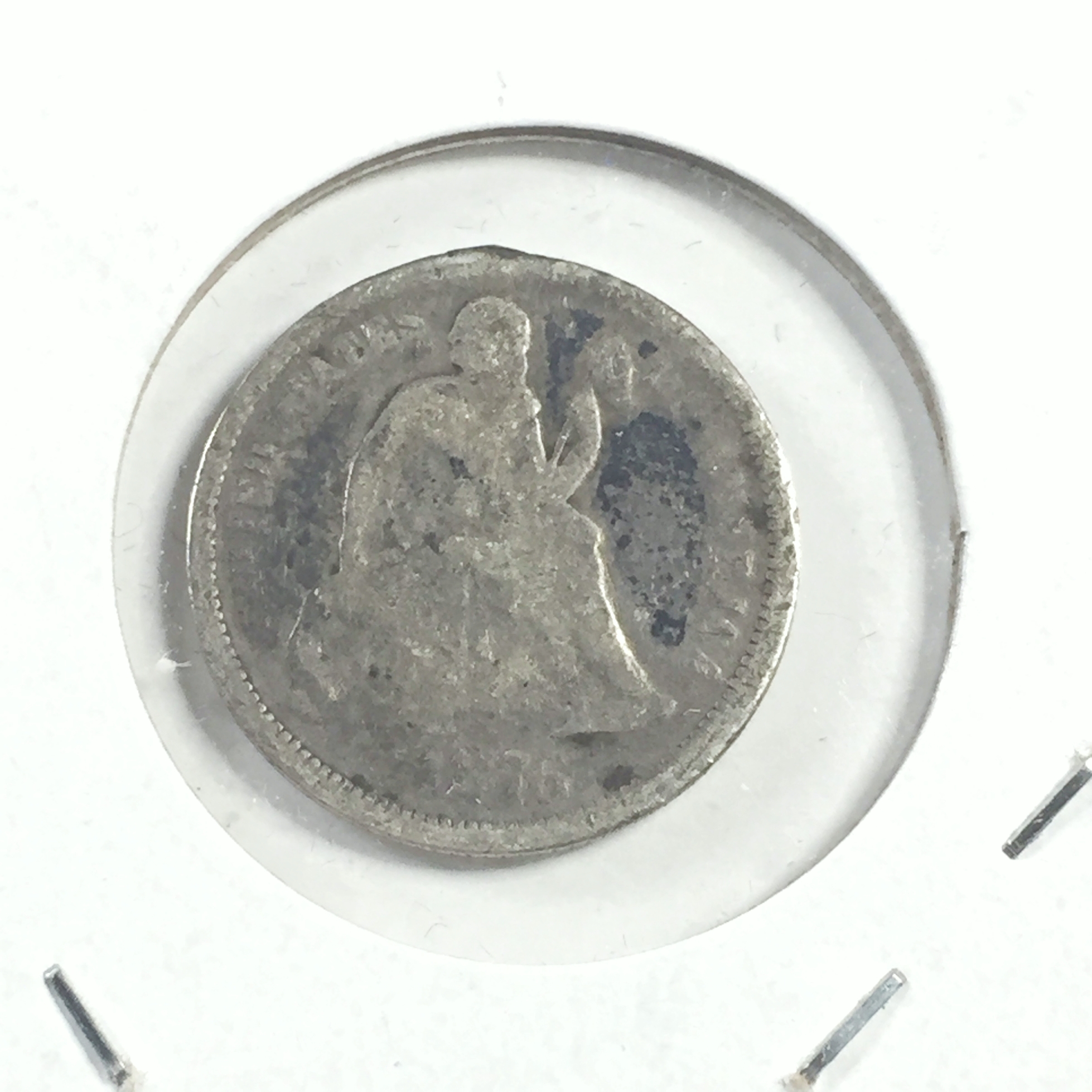 Love Token*1876 Silver Seated Liberty Dime*Initials E.J.J. | Property Room