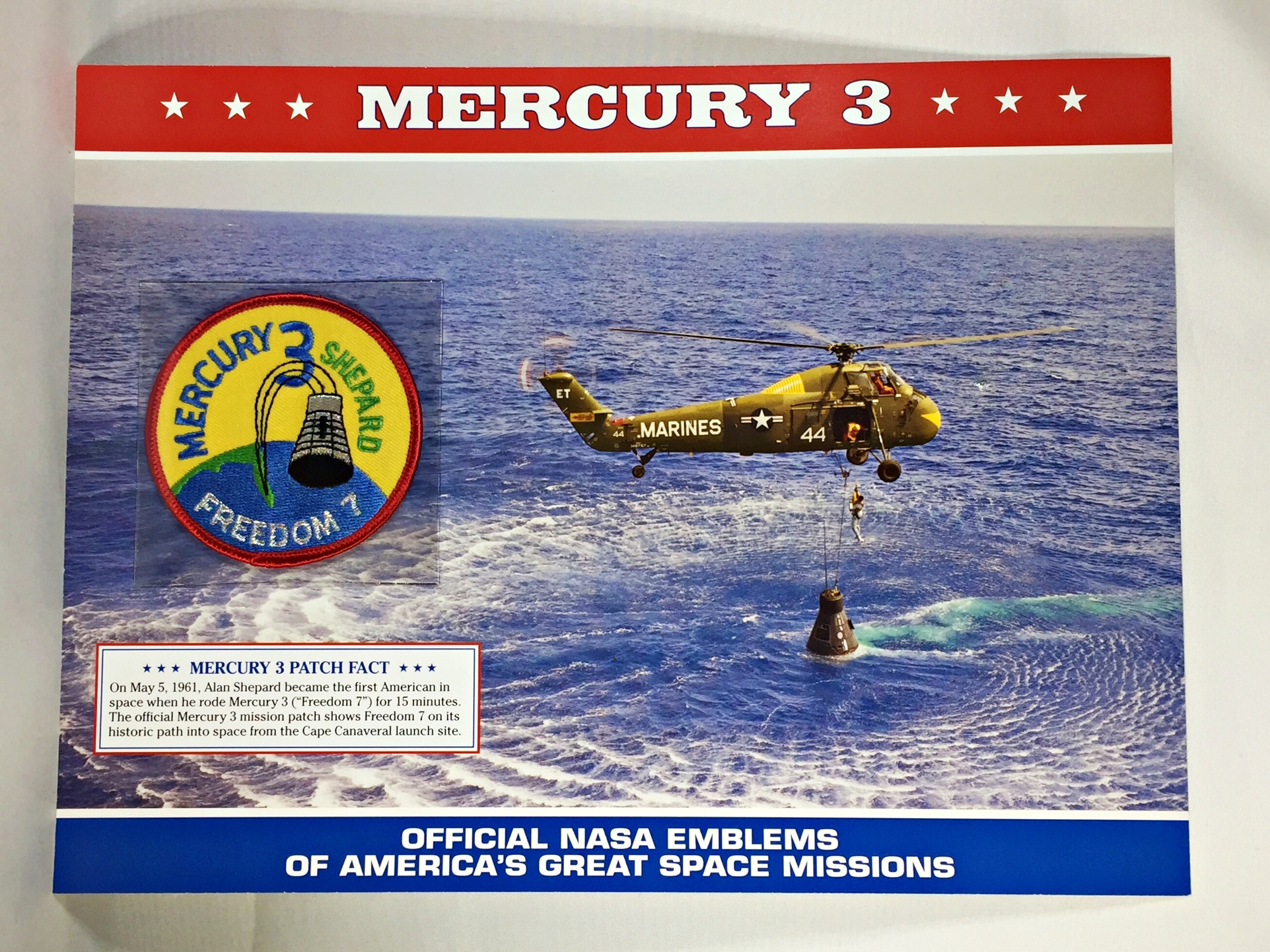 MERCURY 3 (FREEDOM 7) NASA Space Mission Emblem Patch*Encased in 9" x ...