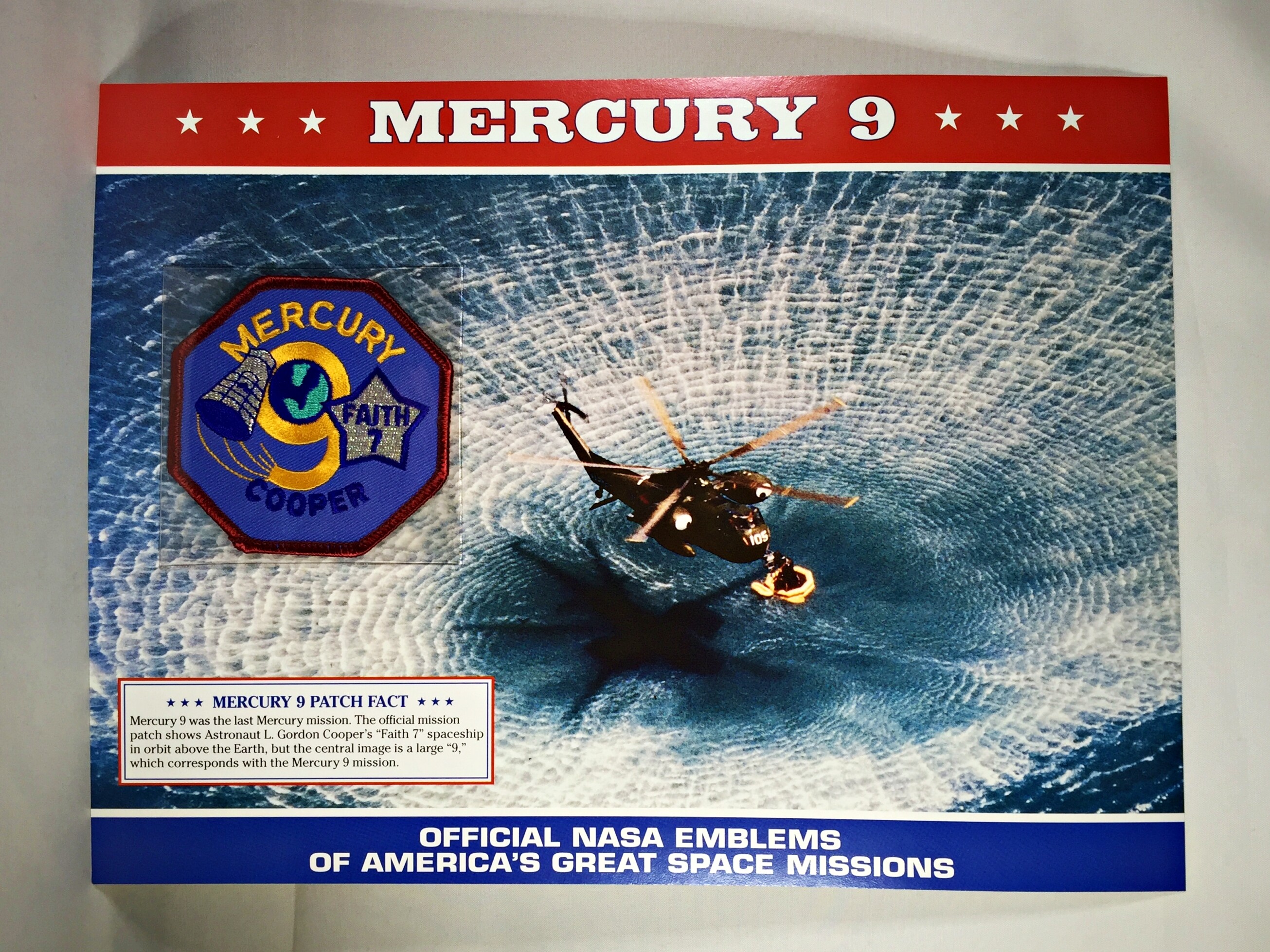 MERCURY 9 (Faith 7) NASA Space Mission Emblem Patch*Encased in 9" x 11 ...