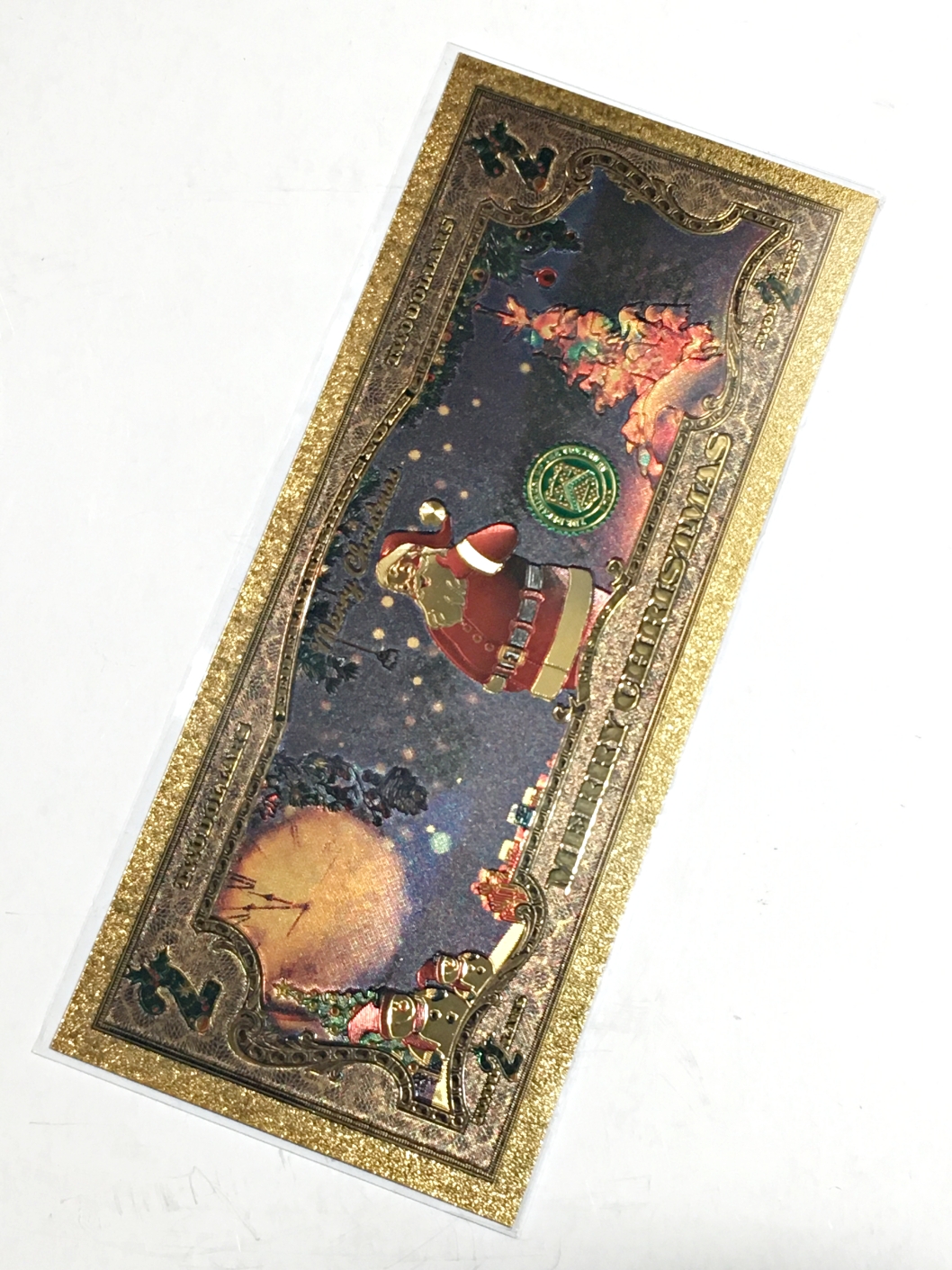 Merry Christmas/Santa Gold Foil $2 Banknote | Property Room