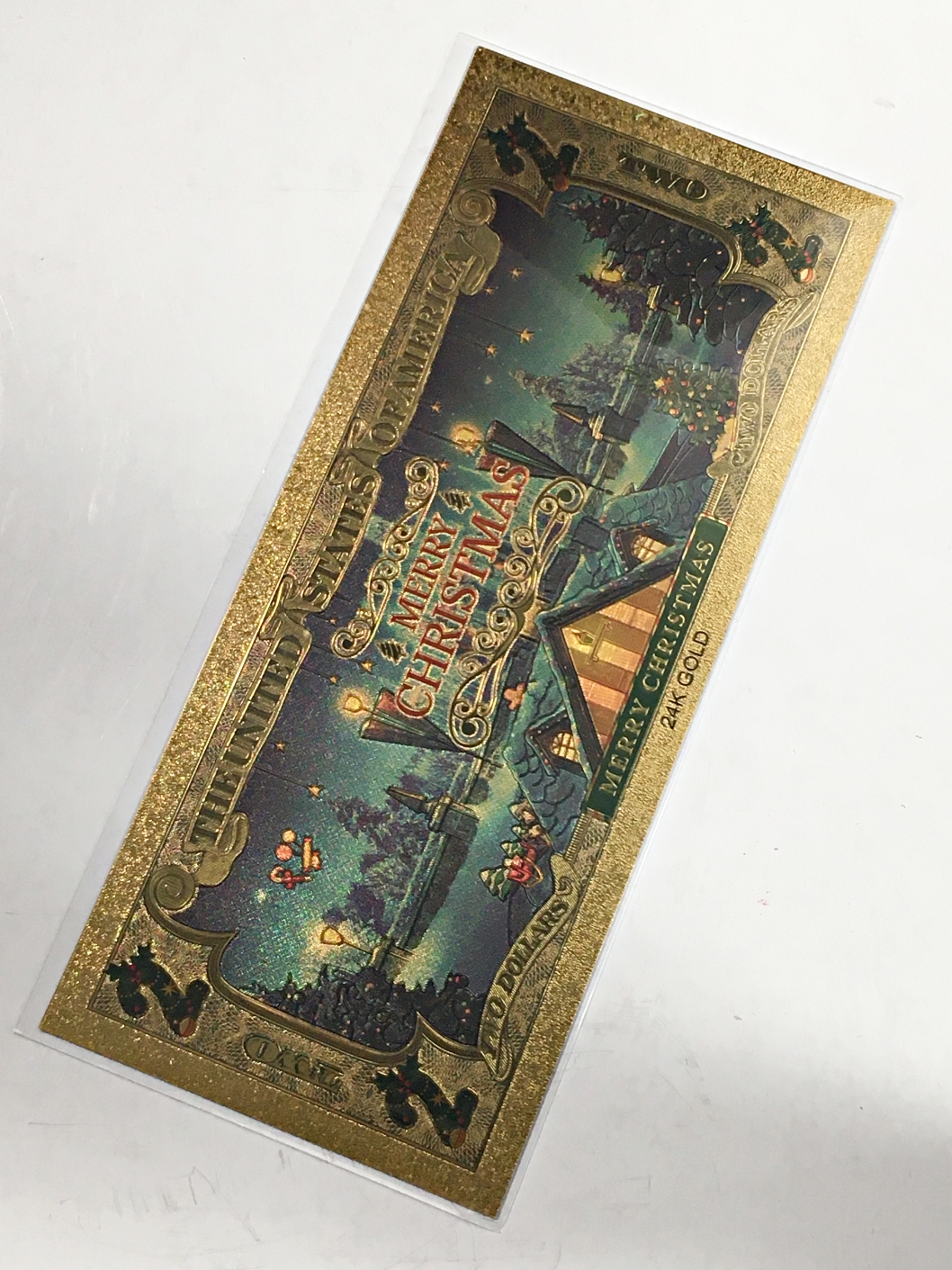 Merry Christmas/Santa Gold Foil $2 Banknote | Property Room