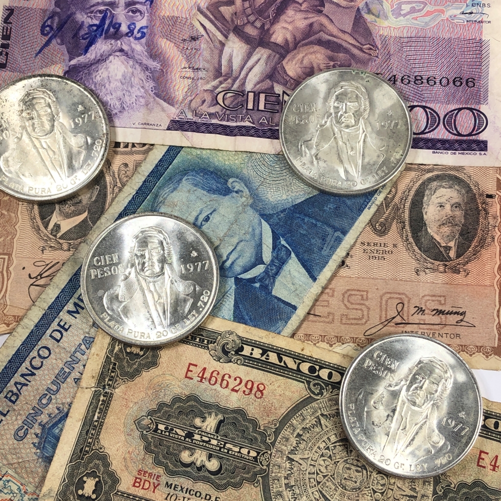 Mexico Coins and Currency Lot: Four (4) 1977Mo Silver 100 Pesos Coinage ...