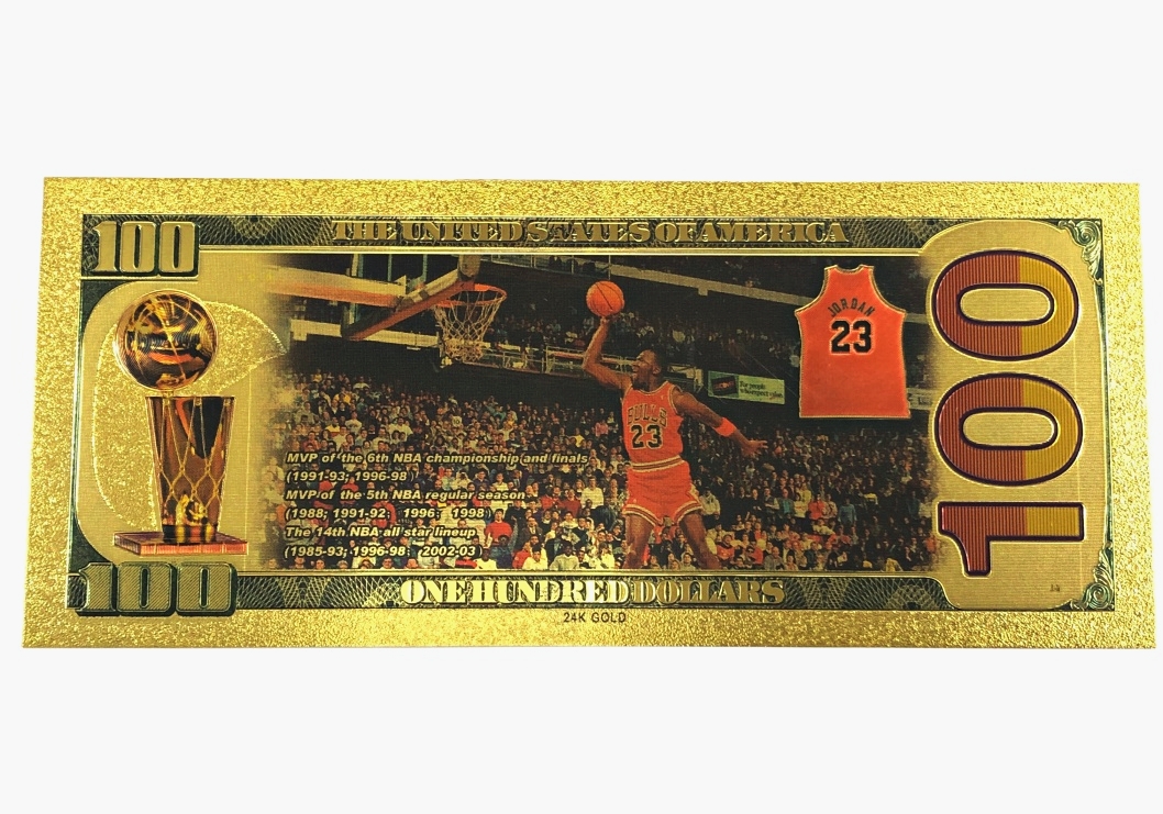 Michael Jordon Gold Foil 100 Dollar Commemorative Banknote | Property Room