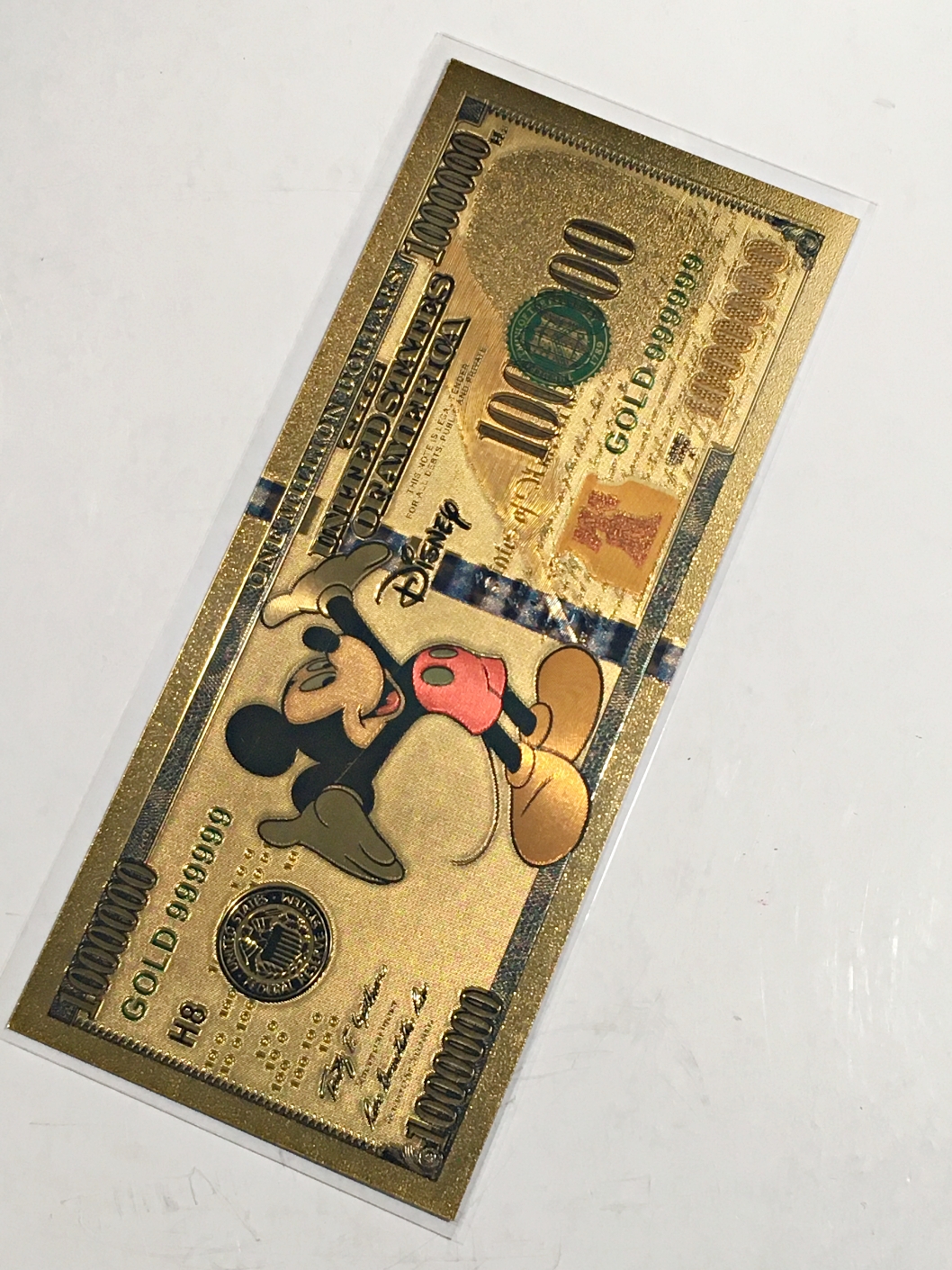 Mickey Mouse Gold Foil One Million Dollar Banknote | Property Room