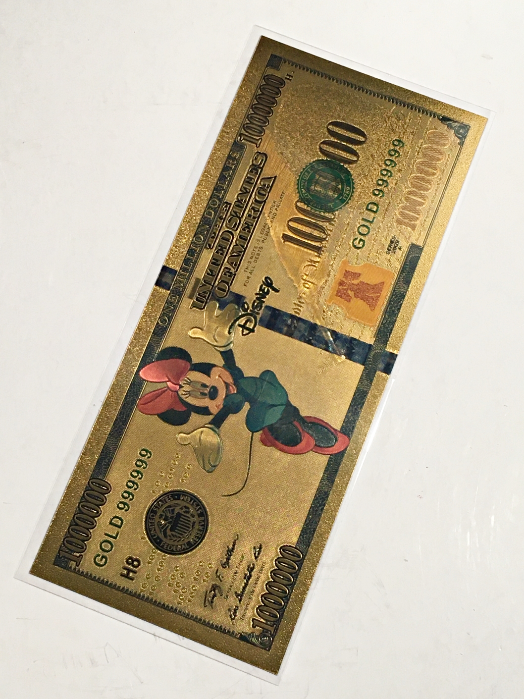 Minnie Mouse Gold Foil One Million Dollar Banknote | Property Room
