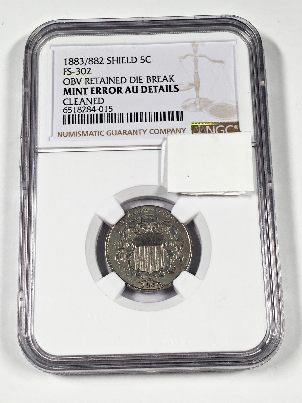 MINT ERROR*1883/1882 Shield Nickel*FS-302*OBV Retained Die Break*Graded ...