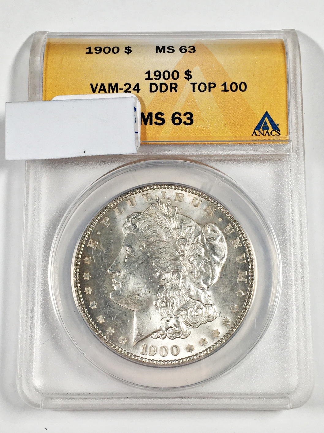 MINT ERROR*1900 Morgan Silver Dollar*Graded MS63 VAM-24 DDR Doubled Wing Top 100 by ANACS ...