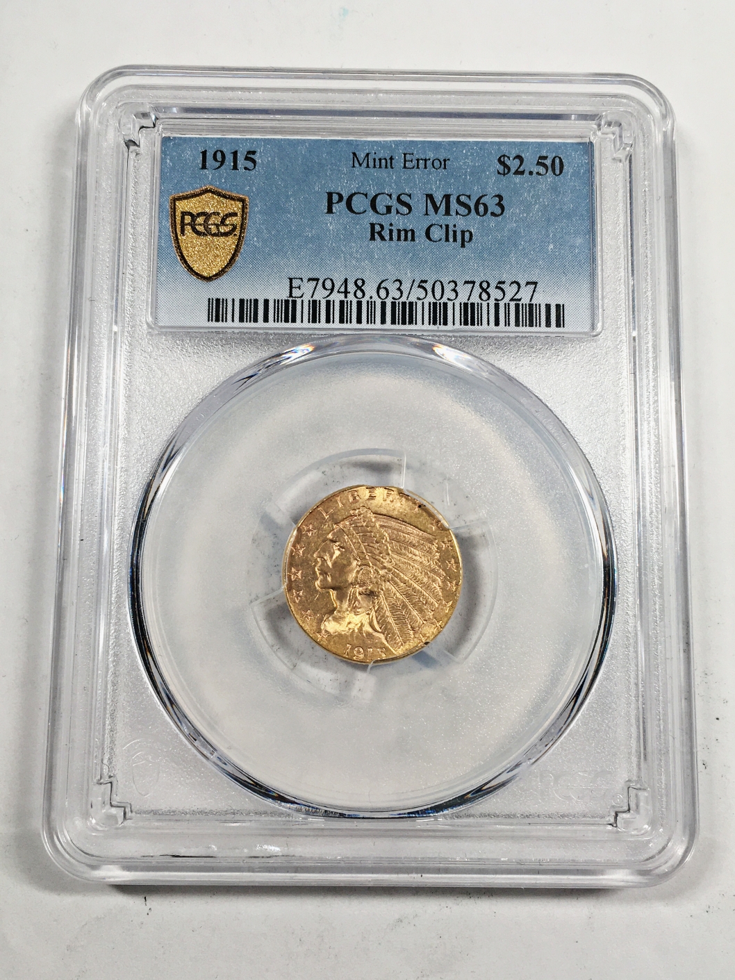 MINT ERROR*1915 Indian Head $2.5 Gold Quarter Eagle*Graded MS63 by PCGS ...