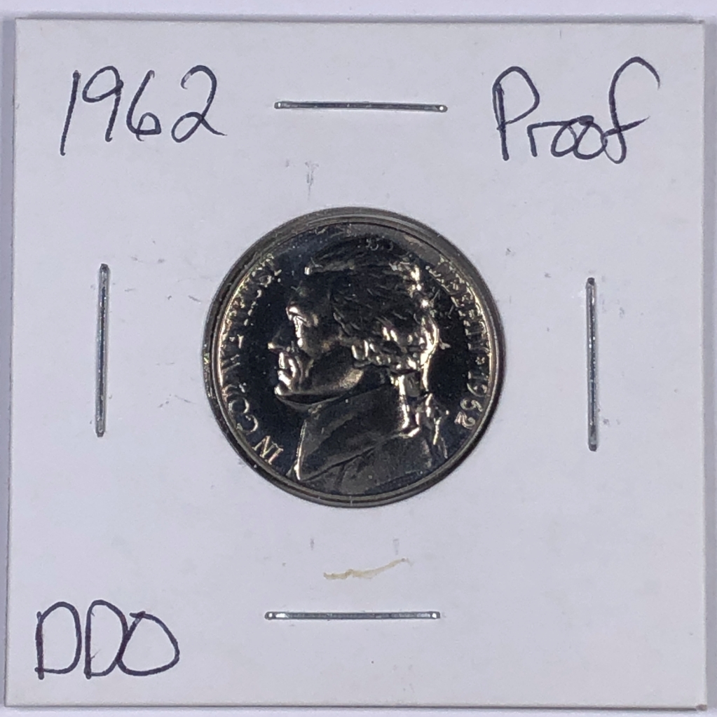 MINT ERROR*1962 Double Die Obverse Proof Jefferson Nickel | Property Room
